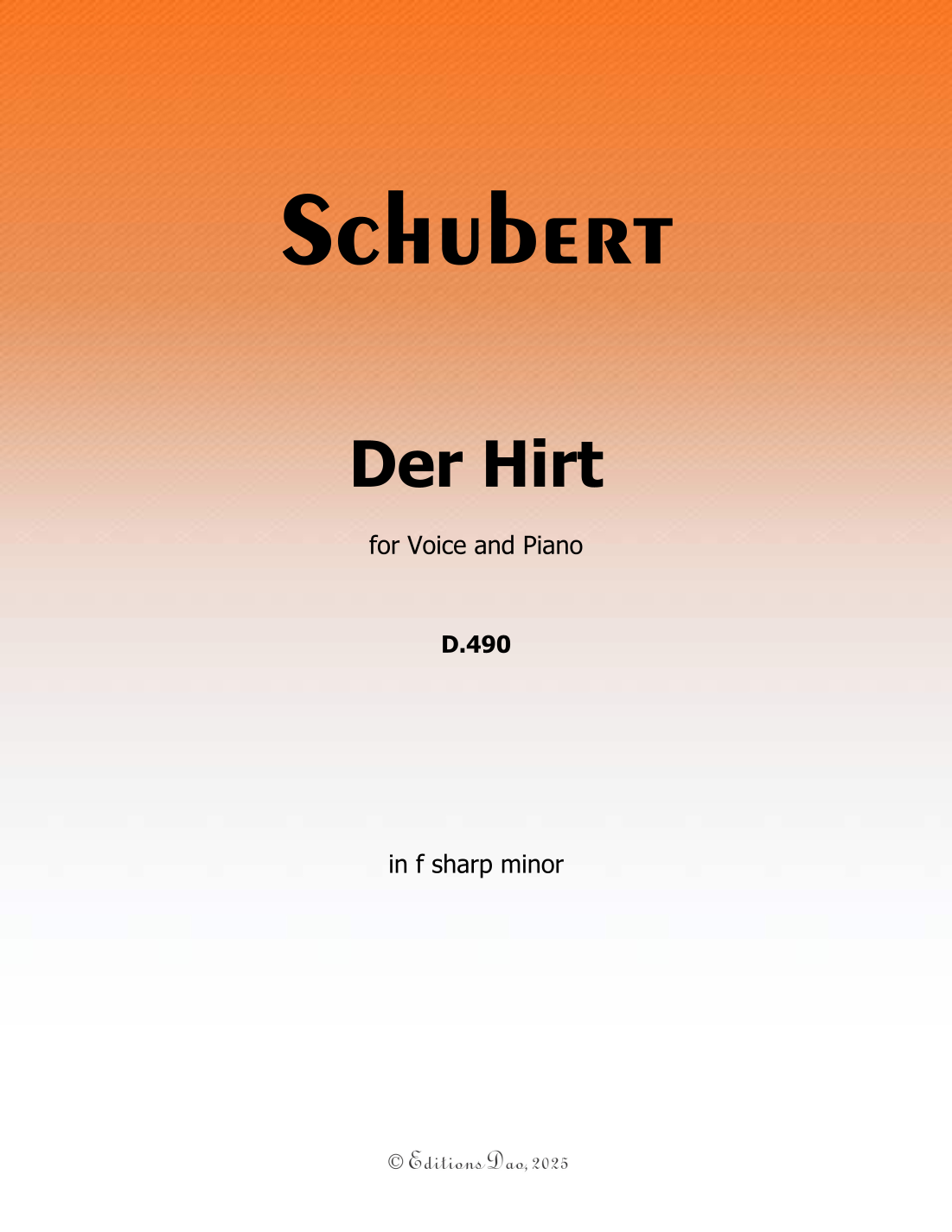 Der Hirt, by Schubert, D.490, in f sharp minor (arr. Editions Dao) by ...