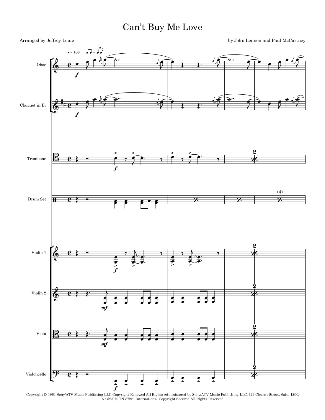 Can't Buy Me Love (arr. Jeffrey Louie) by The Beatles Sheet Music for ...