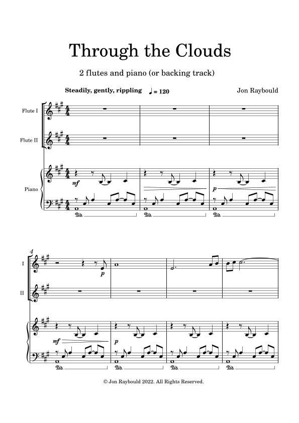 Through the Clouds by Jon Raybould Sheet Music for Flute and Piano at Sheet Music Direct