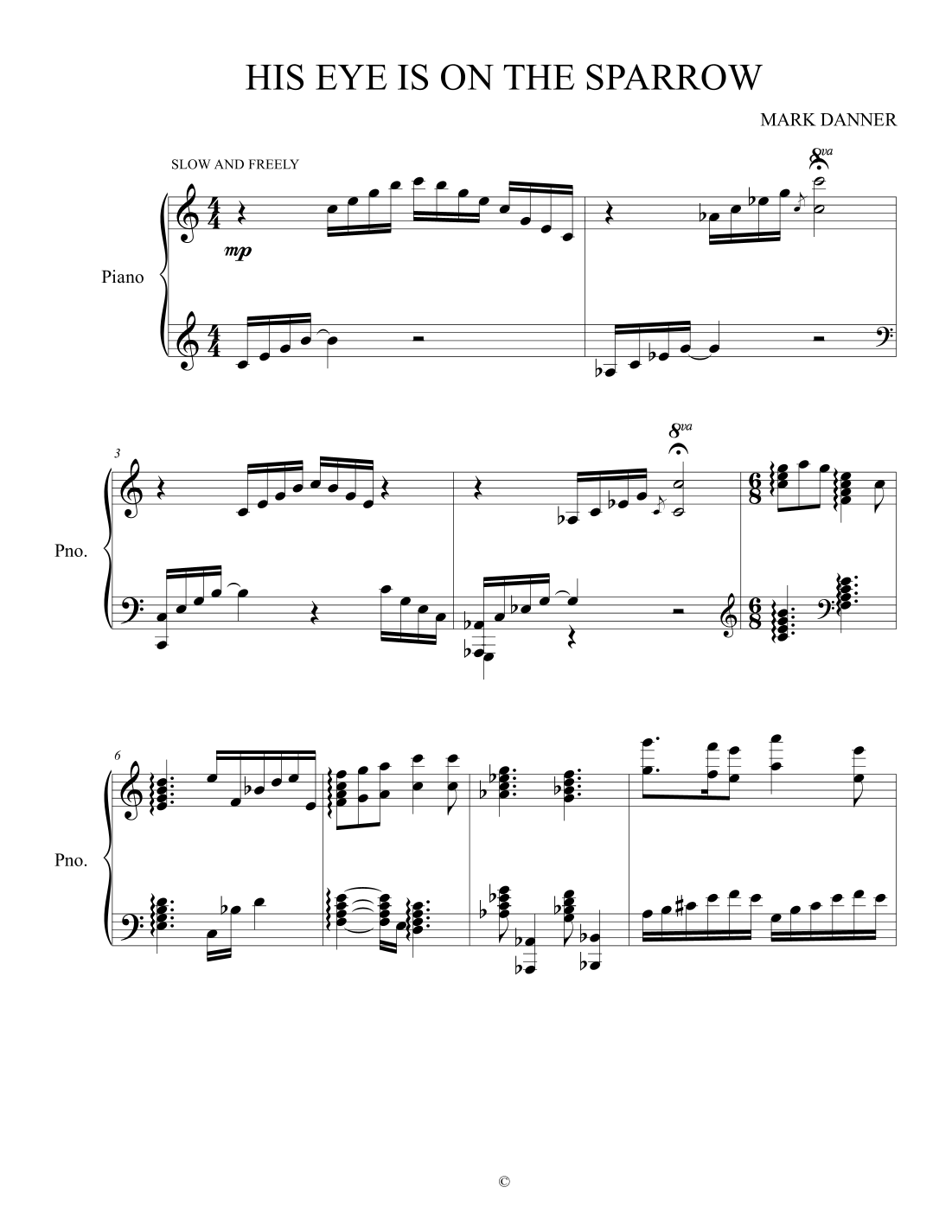 His eye is on the sparrow (arr. Mark Danner) by Charles Hutchinson ...