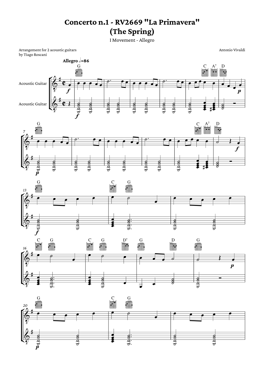 The Spring "La Primavera" from The Four Seasons (arr. Tiago Roscani) by ...