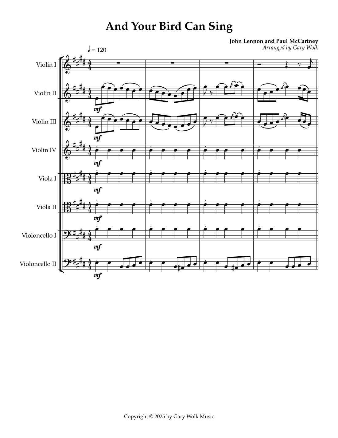 And Your Bird Can Sing (arr. Gary Wolk) by The Beatles Sheet Music for ...