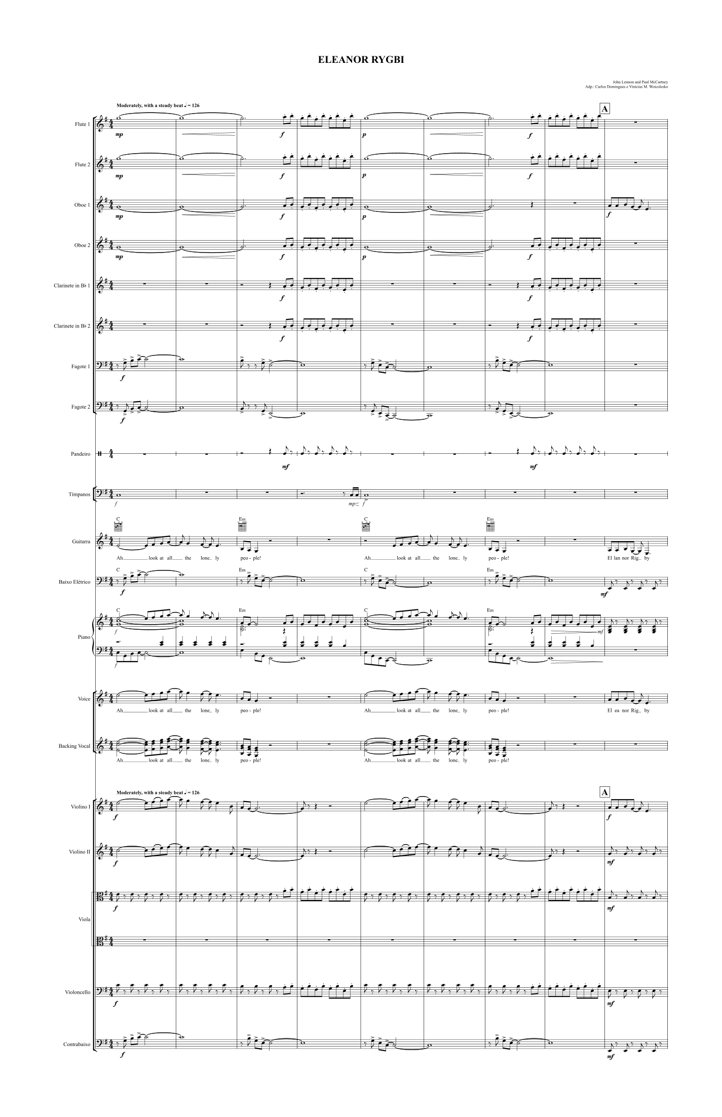 Eleanor Rigby (arr. Vinícius M. Woicolesko) von The Beatles Noten zum ...