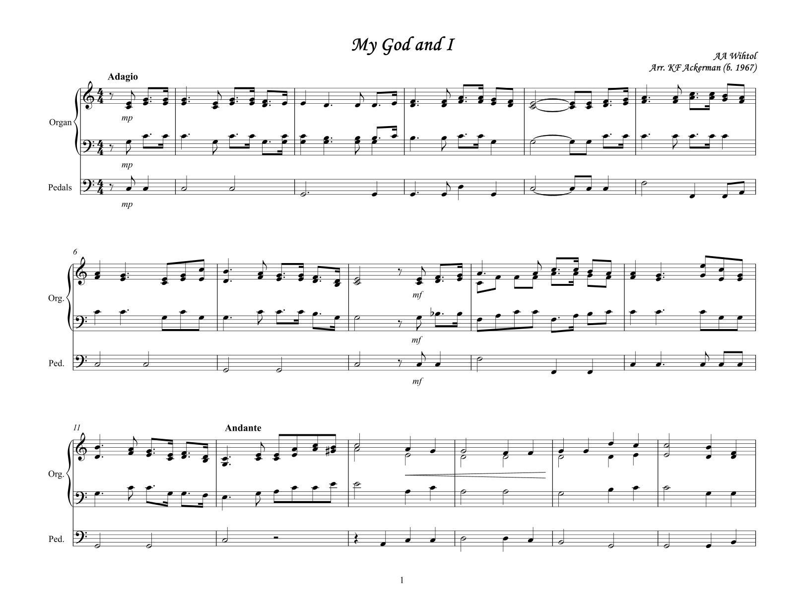 MY GOD AND I (ARR. KARL ACKERMAN) POR KARL ACKERMAN PARTITURAS PARA ...