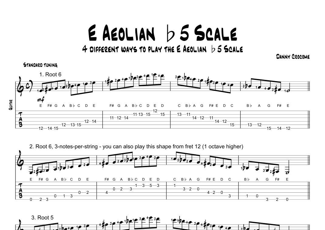 E Aeolian b5 Scale (4 Ways to Play) by Traditional Sheet Music for ...