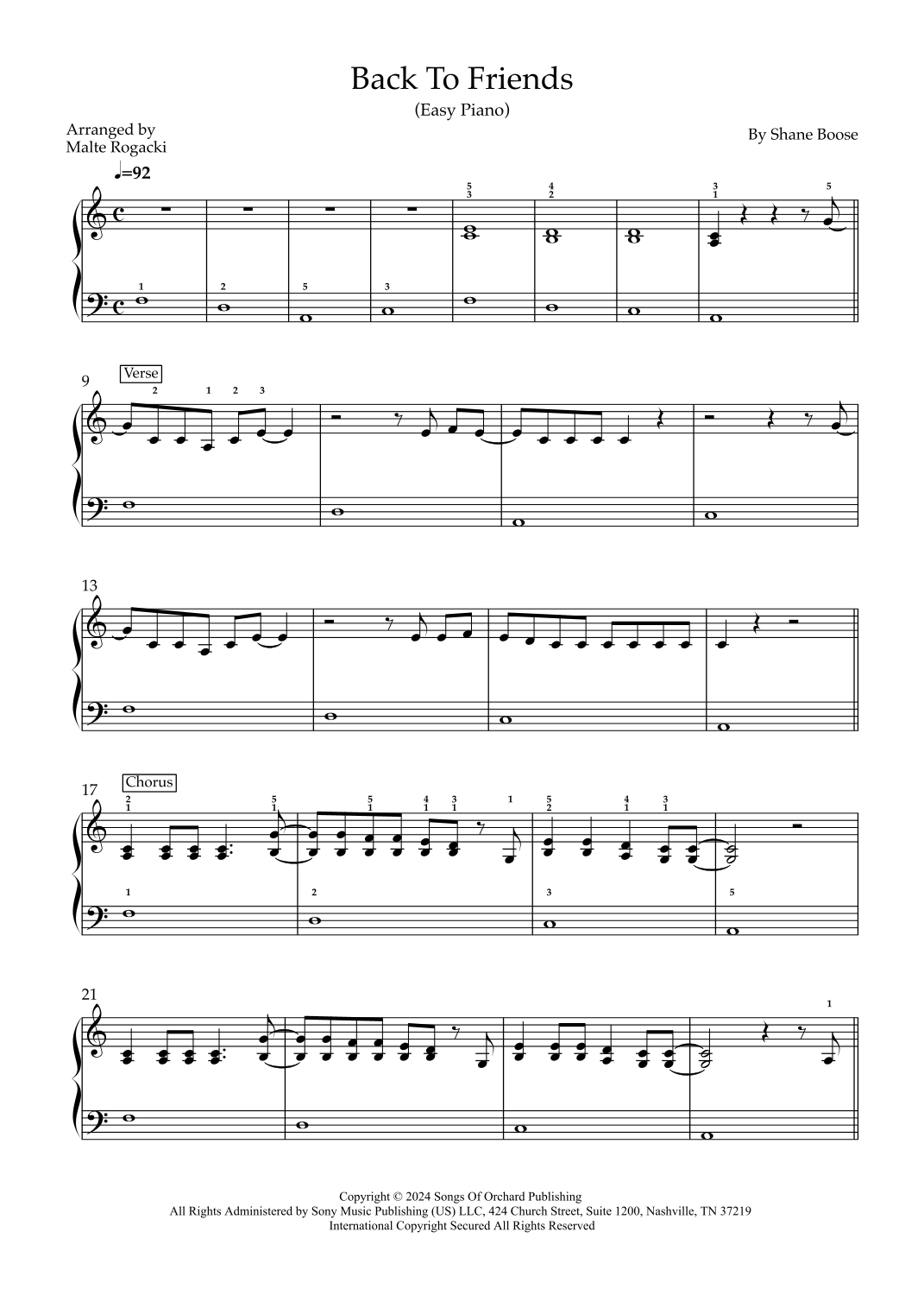 Back To Friends (arr. Malte Rogacki) by sombr Sheet Music for Easy ...