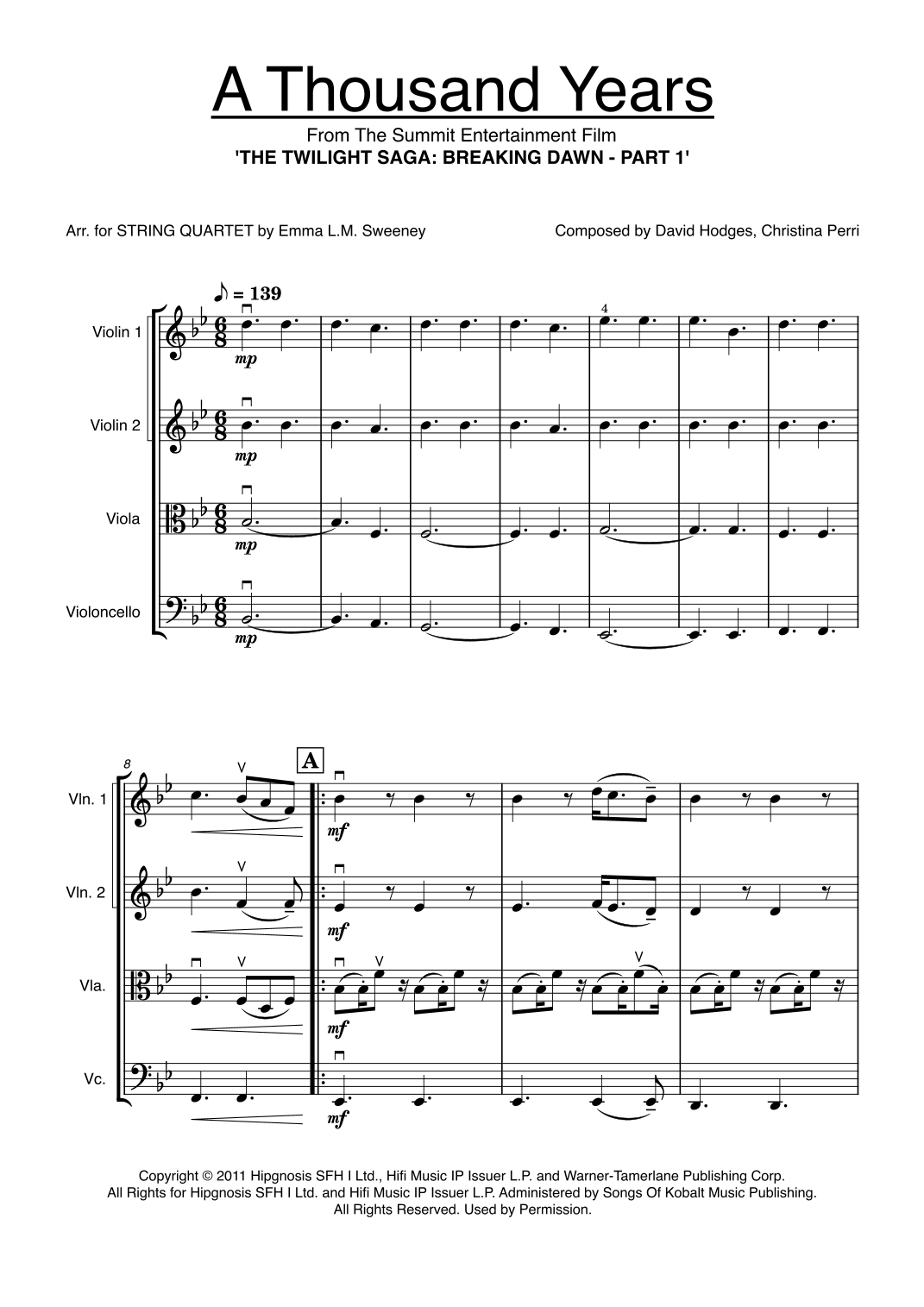 A Thousand Years (arr. Emma L.M. Sweeney) by Christina Perri Sheet ...