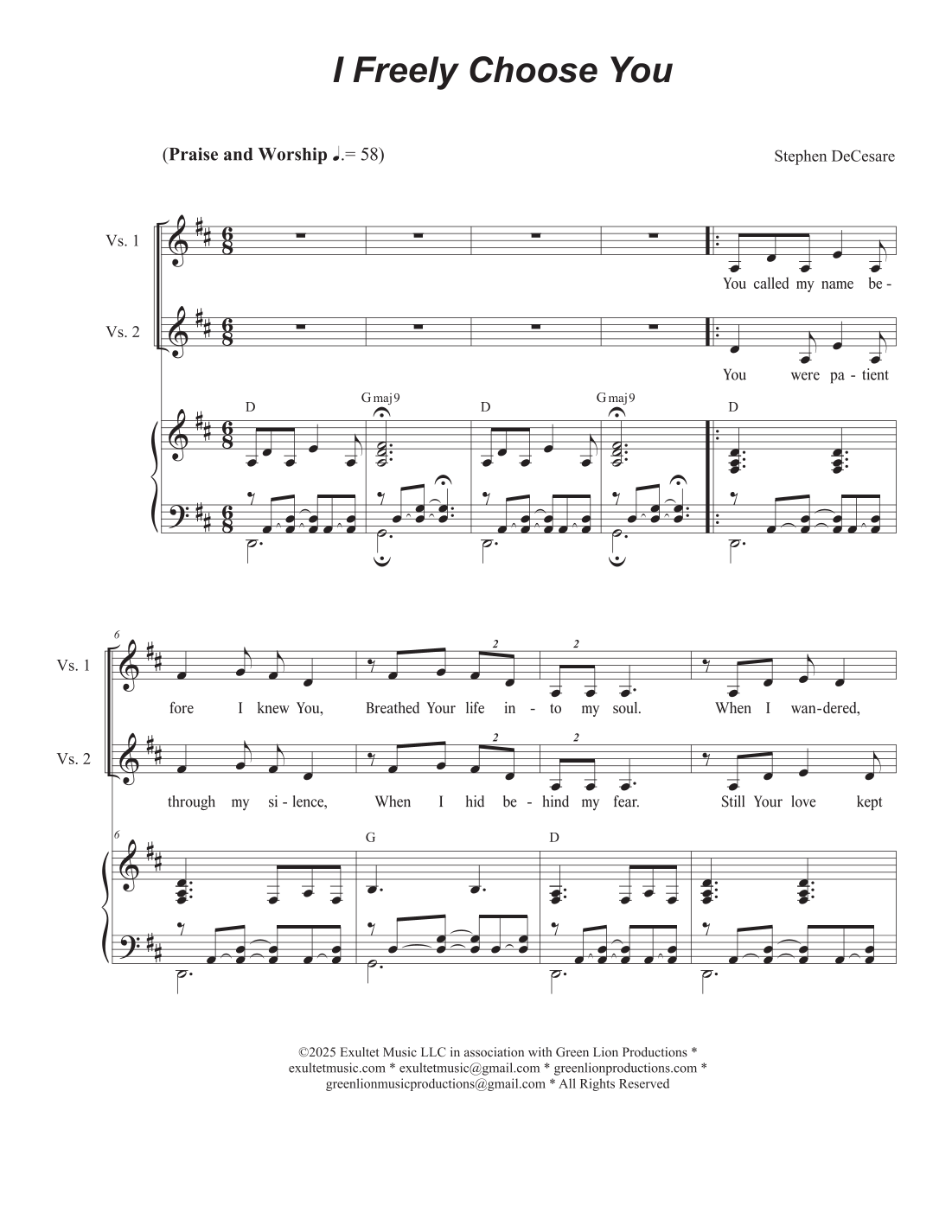 I Freely Choose You (Duet for Soprano and Alto solo) by Stephen ...