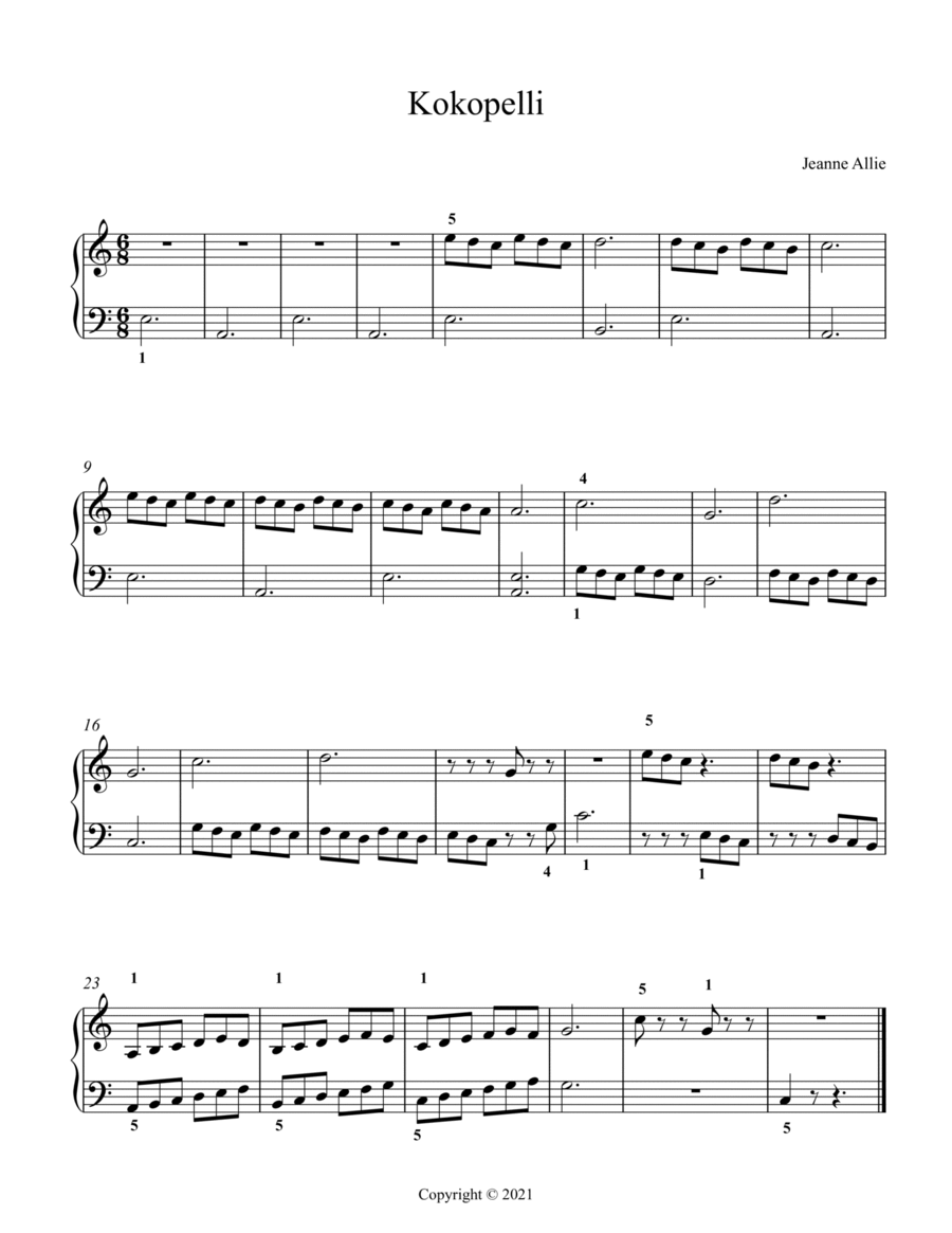 Kokopelli by Jeanne Allie Sheet Music for Piano Solo at Sheet Music Direct