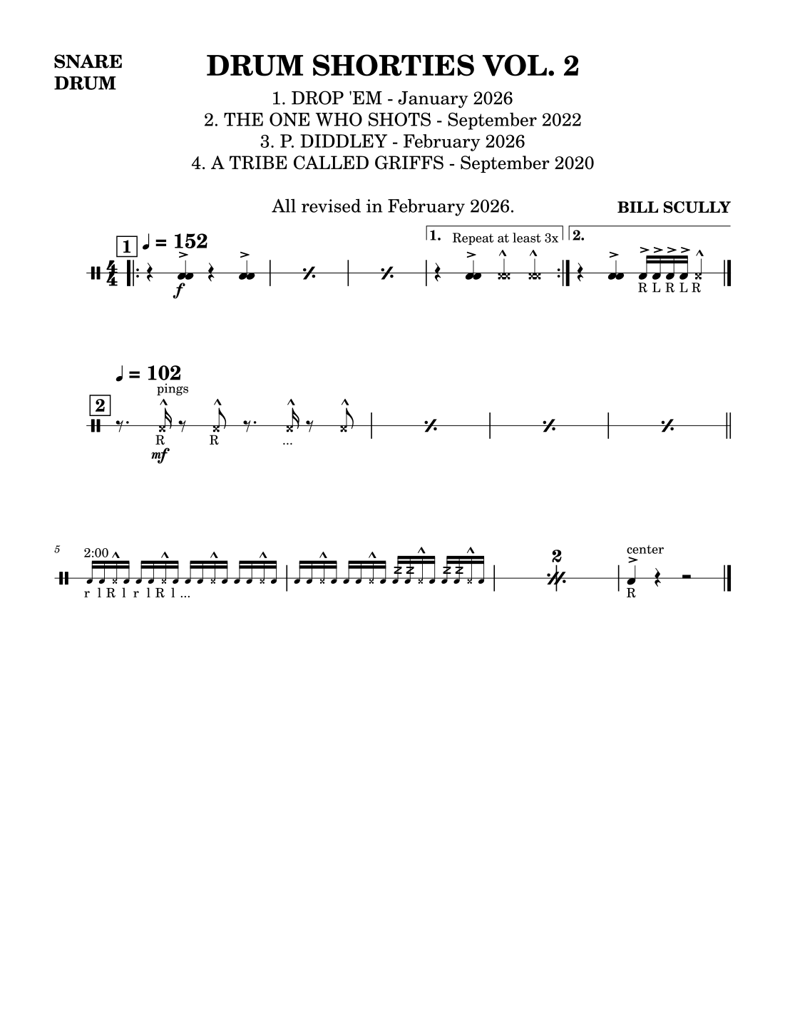 Drum Shorties Vol. 2 by Bill Scully Sheet Music for Marching Band at ...