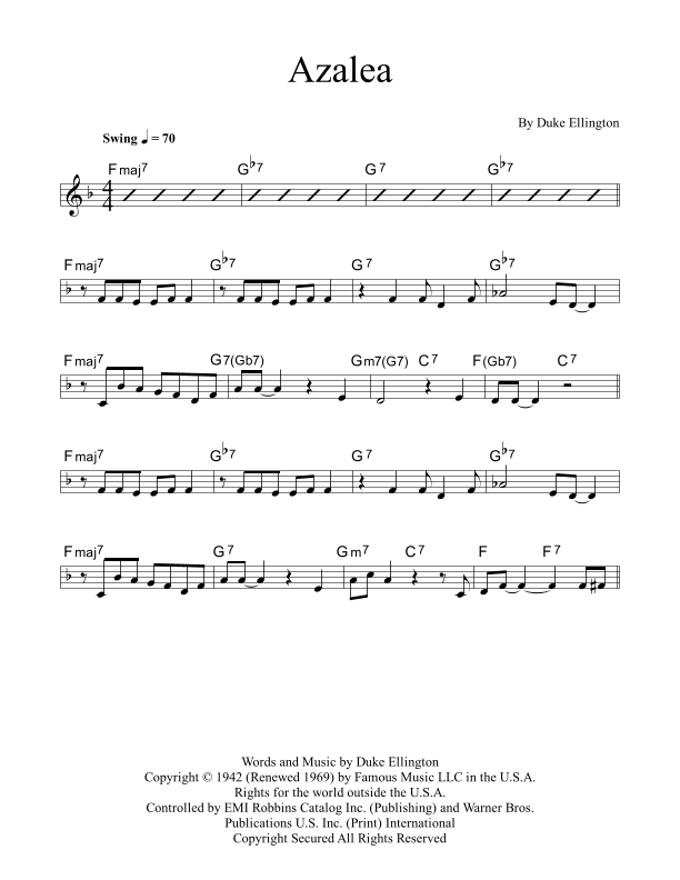 Azalea (arr. Iván Díaz) by Duke Ellington Sheet Music for Lead Sheet ...