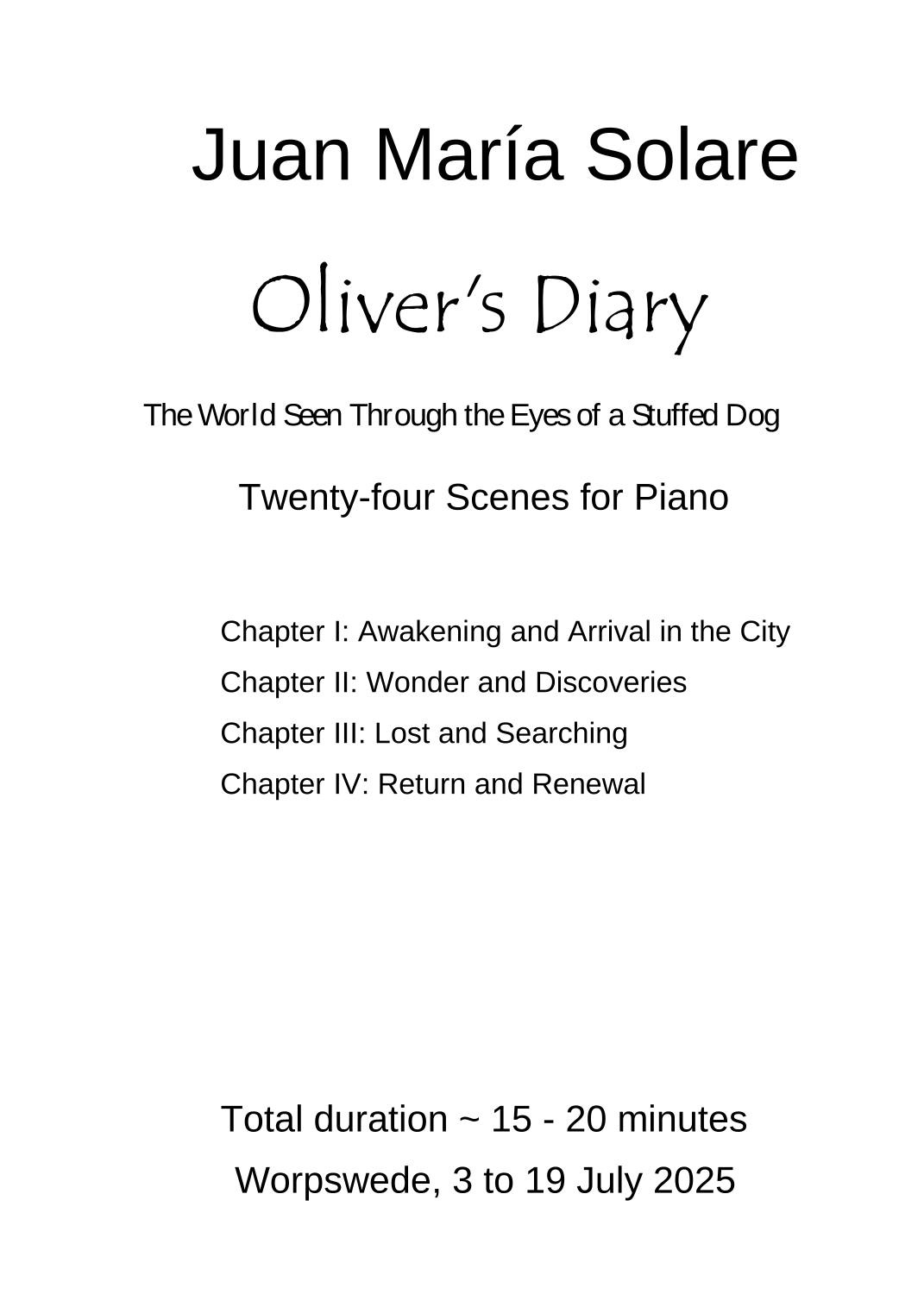 Oliver's Diary [Easy Piano & Optional Speaker] by Juan Maria Solare ...