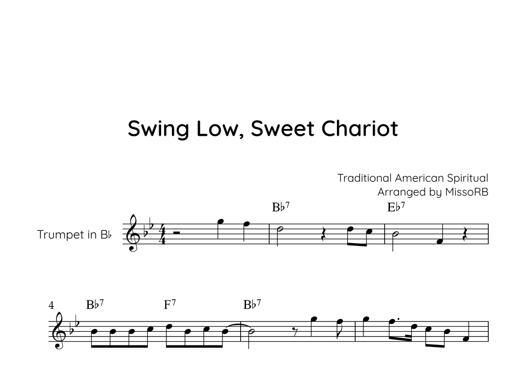 Swing Low, Sweet Chariot - Trumpet in Ab With Chords - Easy (arr ...