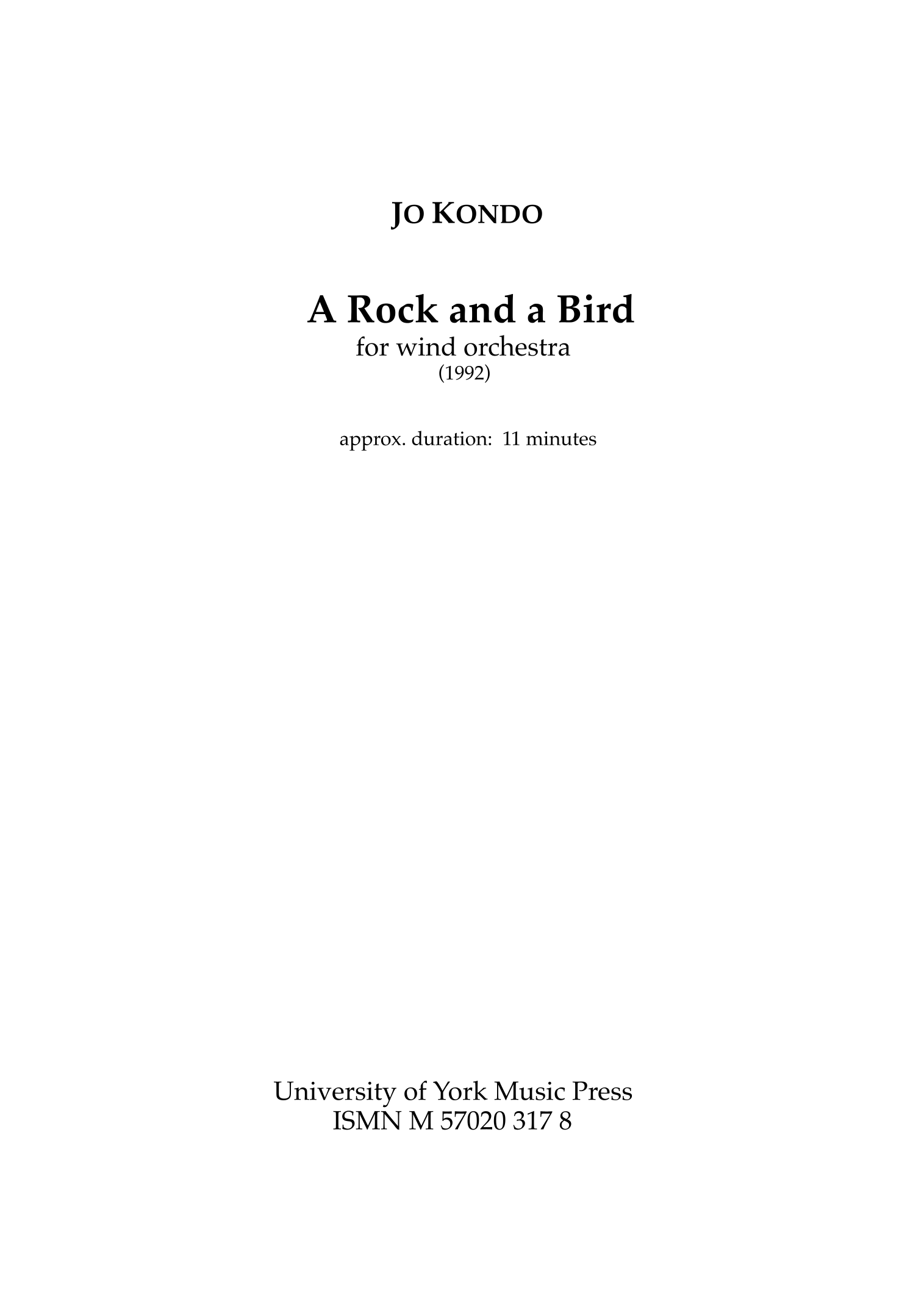 A Rock And A Bird - Score Only by Jo Kondo Sheet Music for Woodwind ...