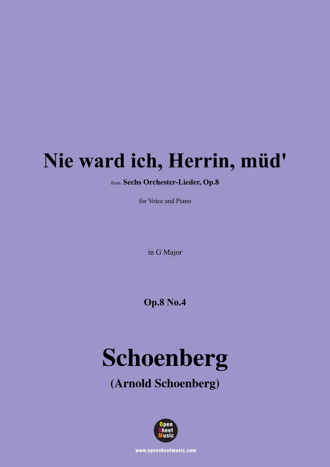 Schoenberg-Nie ward ich,Herrin,müd',in G Major (arr. OSM Press) by ...