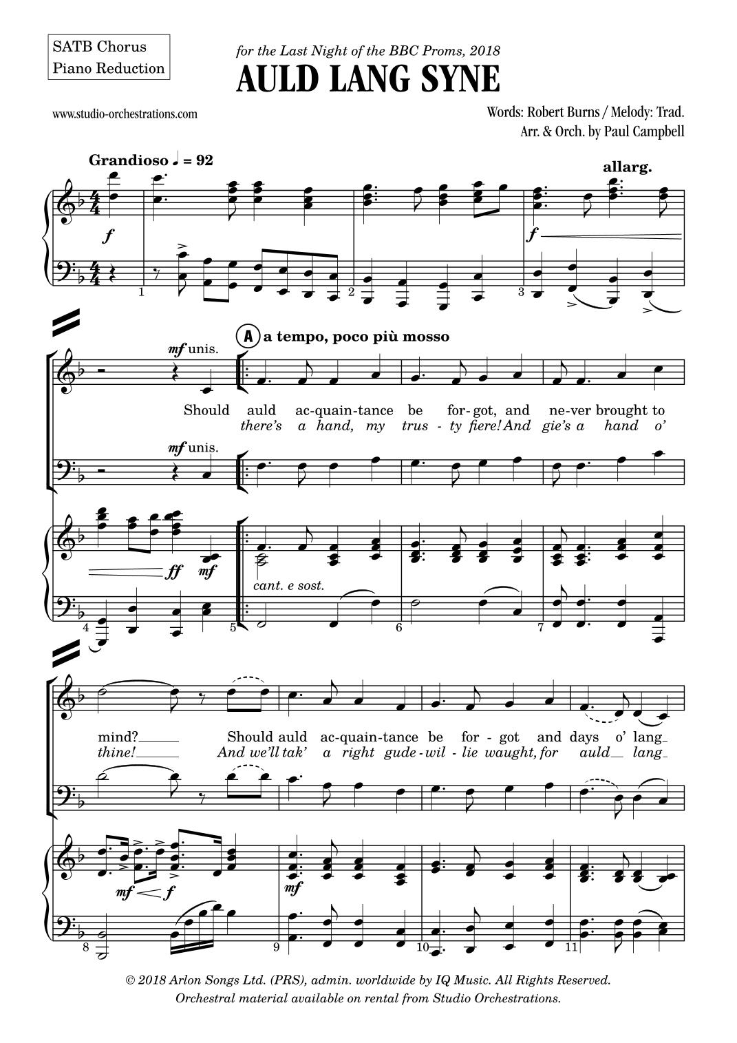 Auld Lang Syne (Last Night of the Proms Version) (arr. Paul Campbell ...