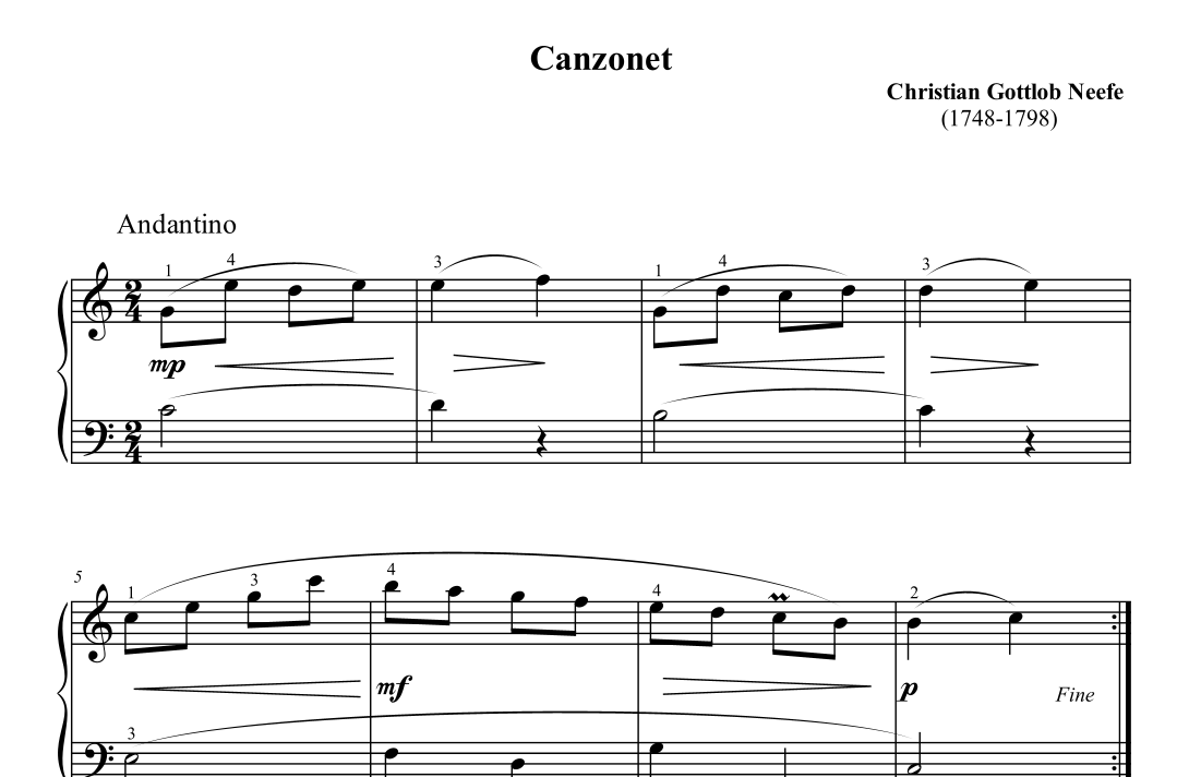 Neefe Canzonet (arr. Ben Choupak) by Ch. Neefe Sheet Music for Easy ...