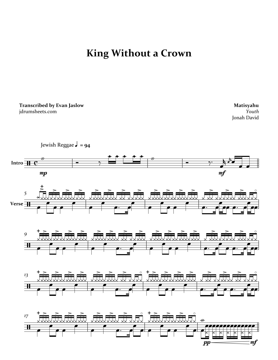 King Without A Crown (arr. Evan Aria Serenity) par Matisyahu Partitions ...