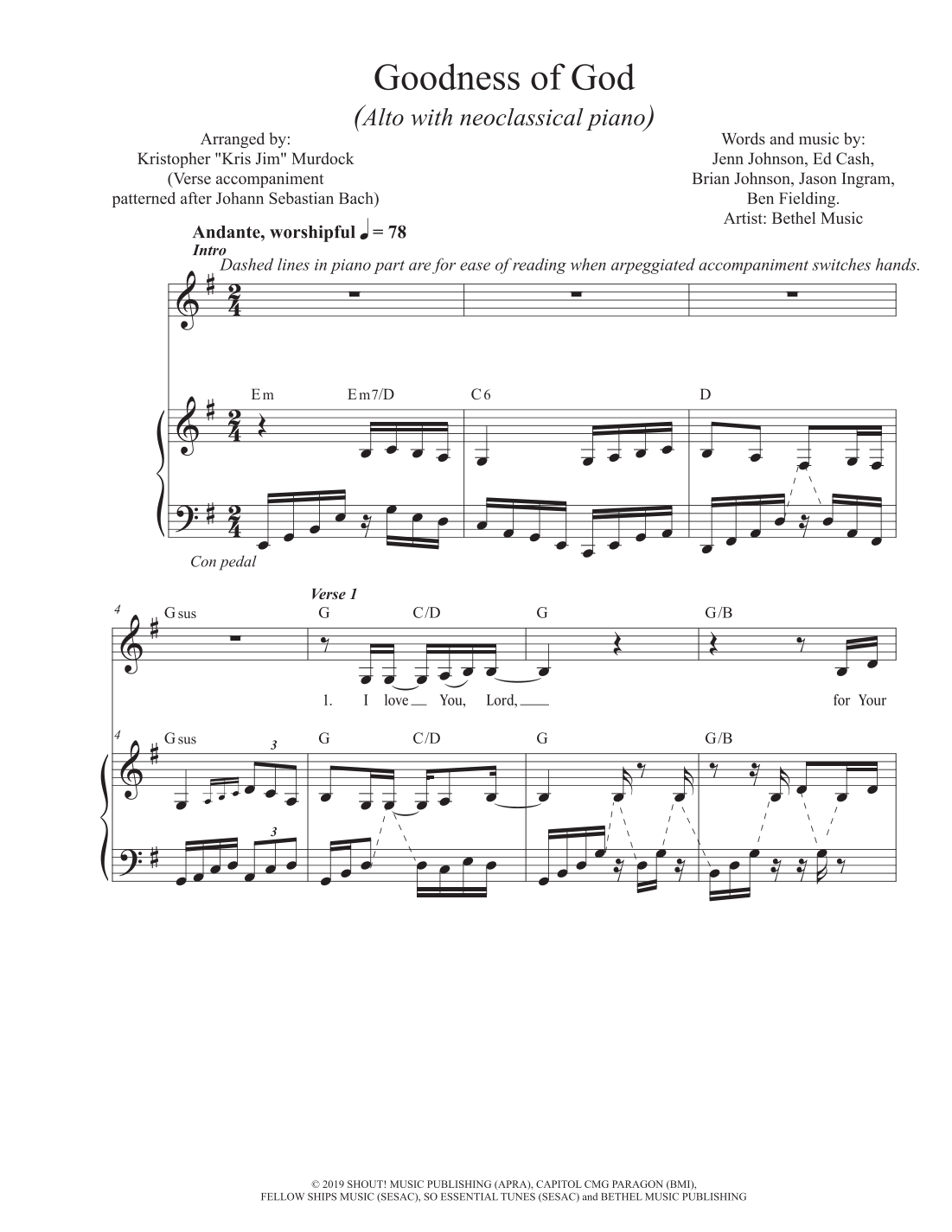 Goodness Of God (arr. Kristopher J. Murdock) by Bethel Music and Jenn ...