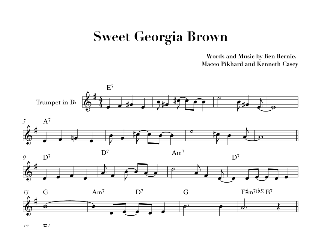 Sweet Georgia Brown - F Major (arr. DA Castro) by Ben Bernie, Maceo ...