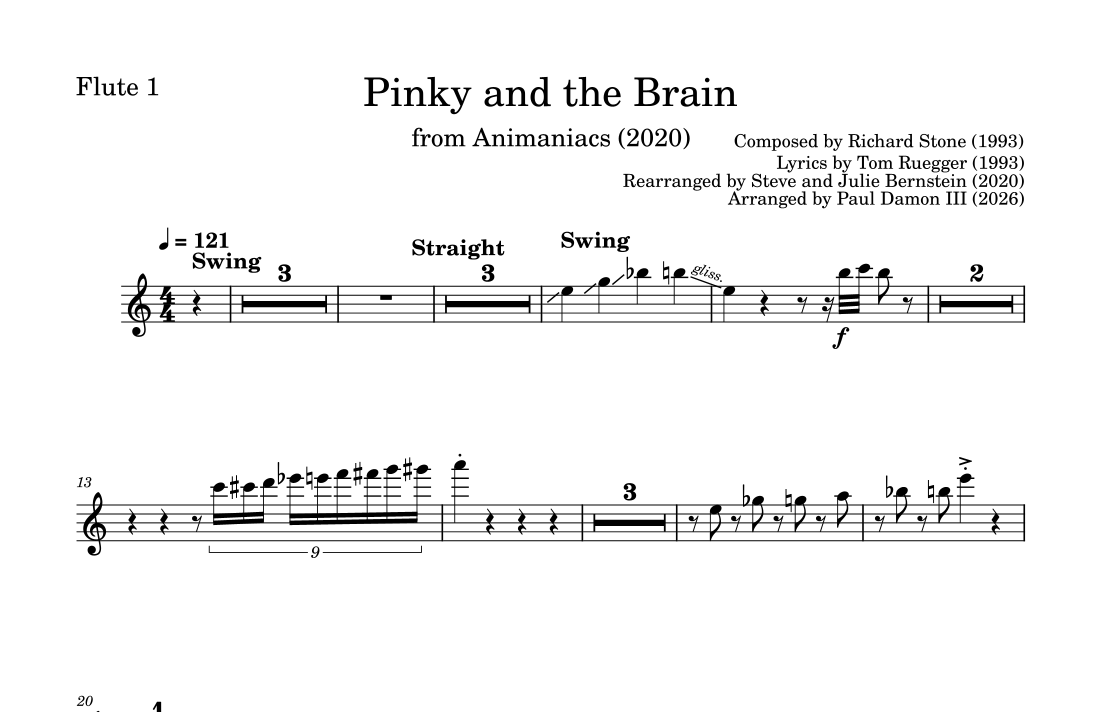 Pinky and the Brain - Flute 1 (arr. Steve and Julie Bernstein (2020 ...