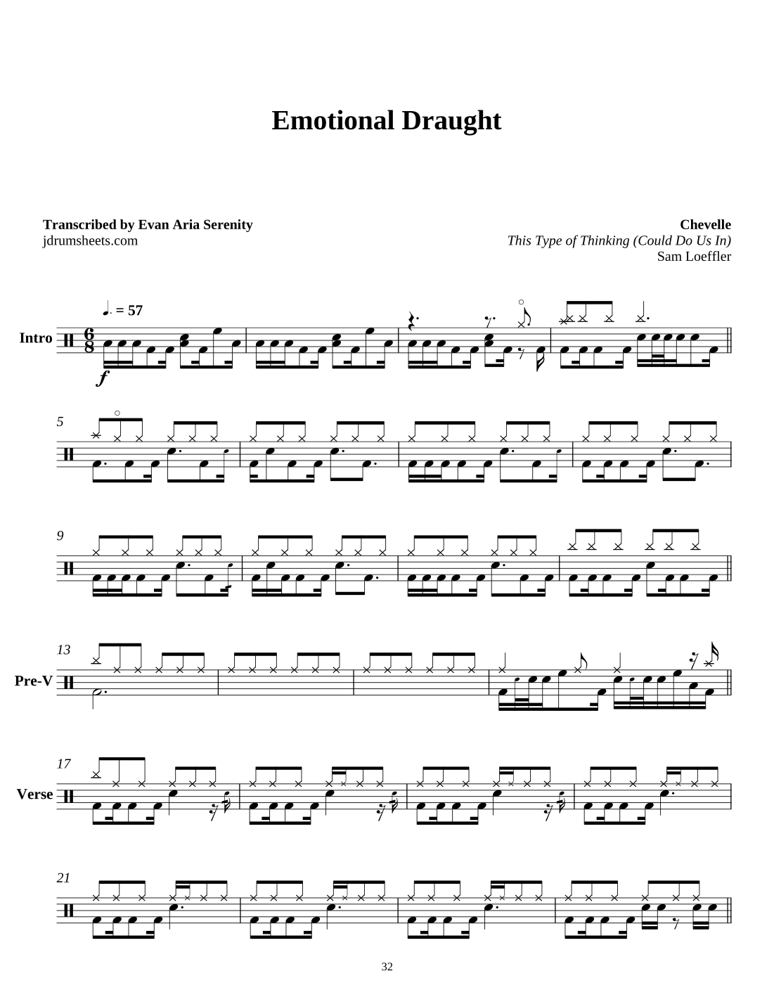 Emotional Drought (arr. Evan Aria Serenity) by Samuel Loeffler Sheet ...