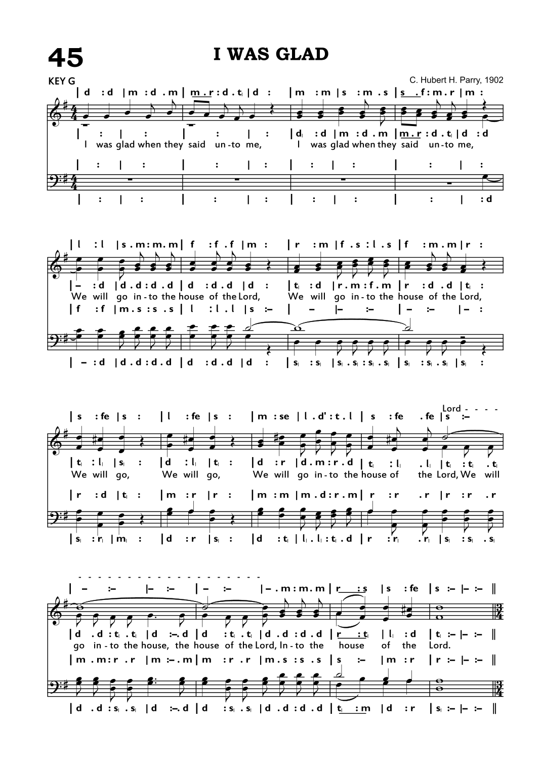 I WAS GLAD (arr. Unknown) by C. Hubert H. Parry in 1902 Sheet Music for ...