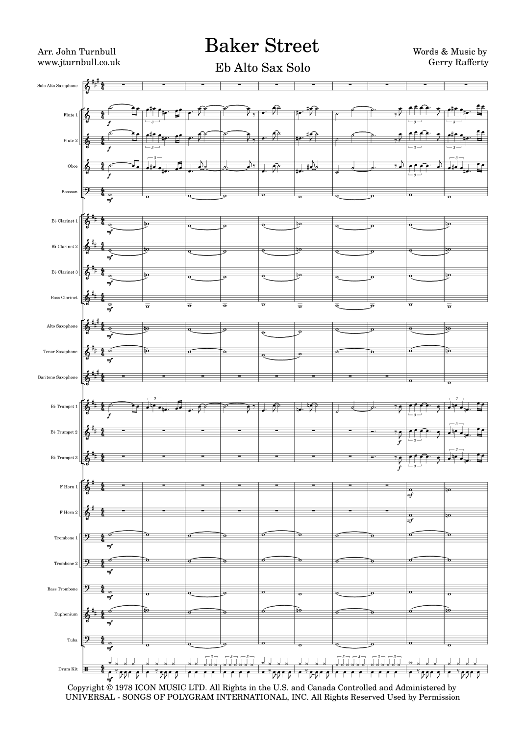 Baker Street (arr. John Turnbull) by Gerry Rafferty Sheet Music for ...