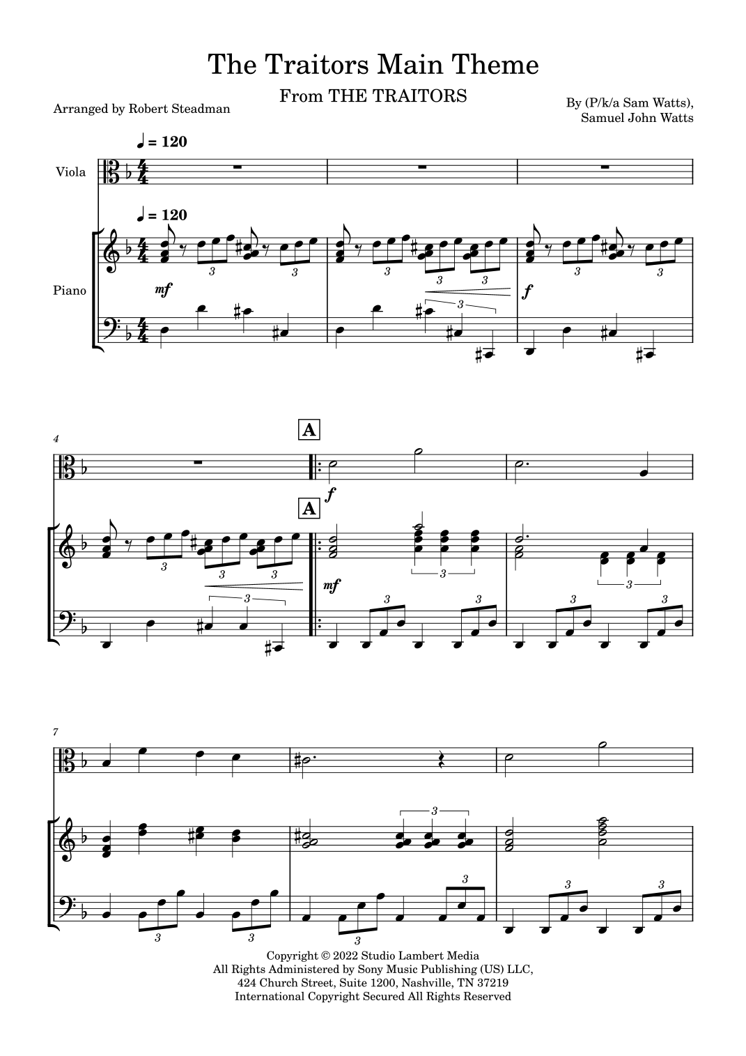 The Traitors Main Theme (arr. Robert Steadman) por (P/k/a Sam Watts ...