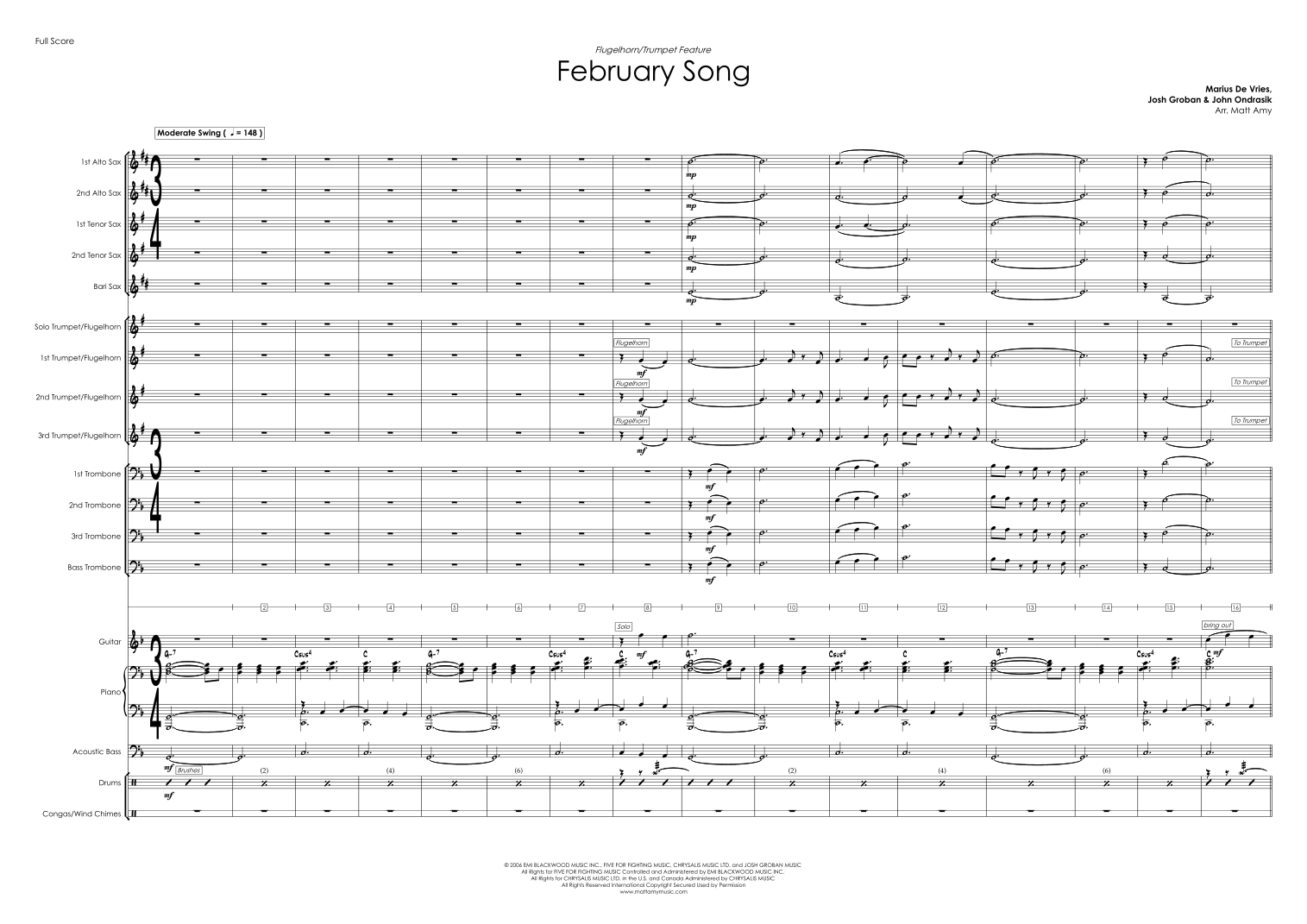 February Song (arr. Matt Amy) by Josh Groban Sheet Music for Jazz ...