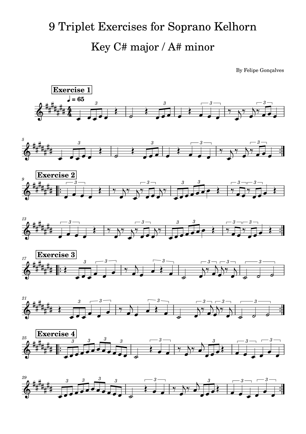 9 Triplet Exercises for Soprano Kelhorn by Felipe Gonçalves Sheet Music ...