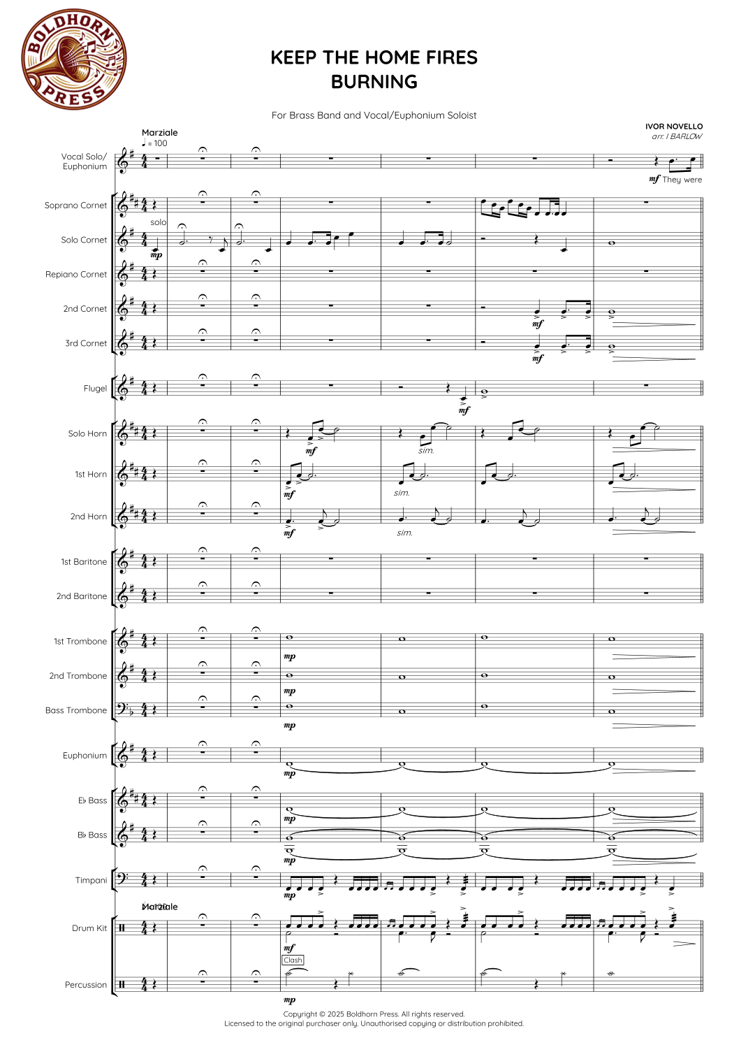 Keep The Home Fires Burning (arr. Ian Barlow) by Ivor Novello Sheet ...