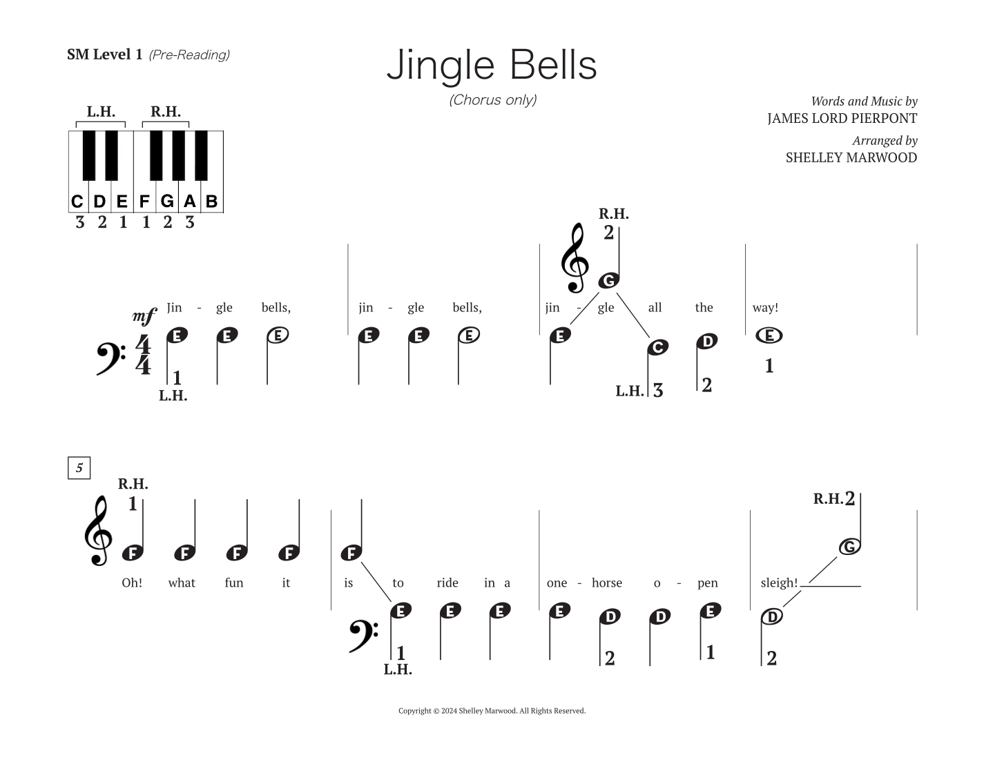 Jingle Bells (chorus only) - PRE-READING (arr. Shelley Marwood) by ...