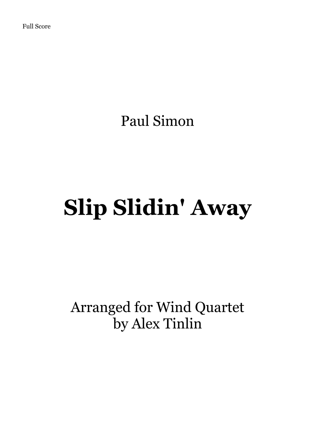 Slip Slidin' Away (arr. Alex Tinlin) by Simon & Garfunkel Sheet Music ...