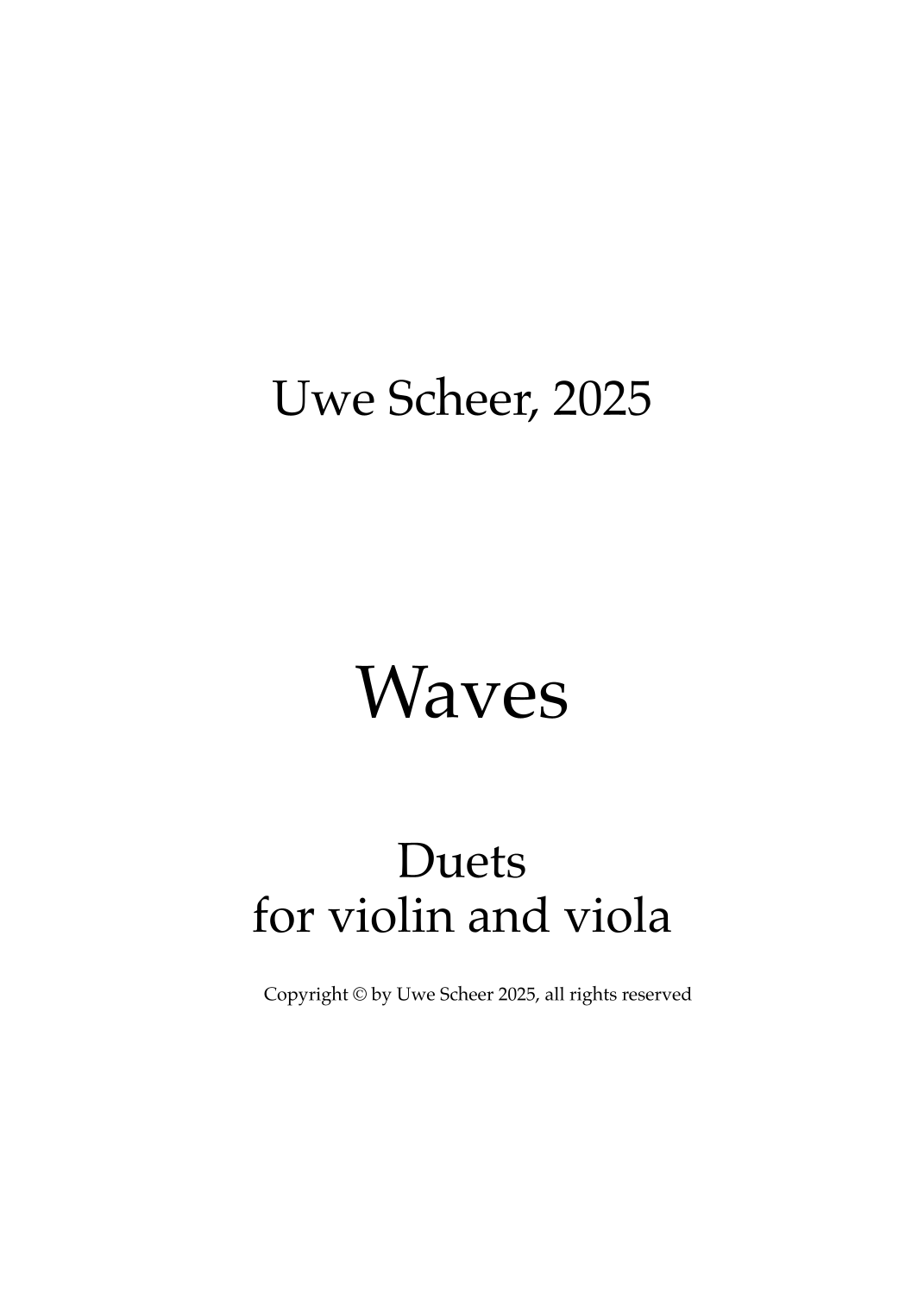 Waves by Uwe Scheer Sheet Music for Violin Duet at Sheet Music Direct