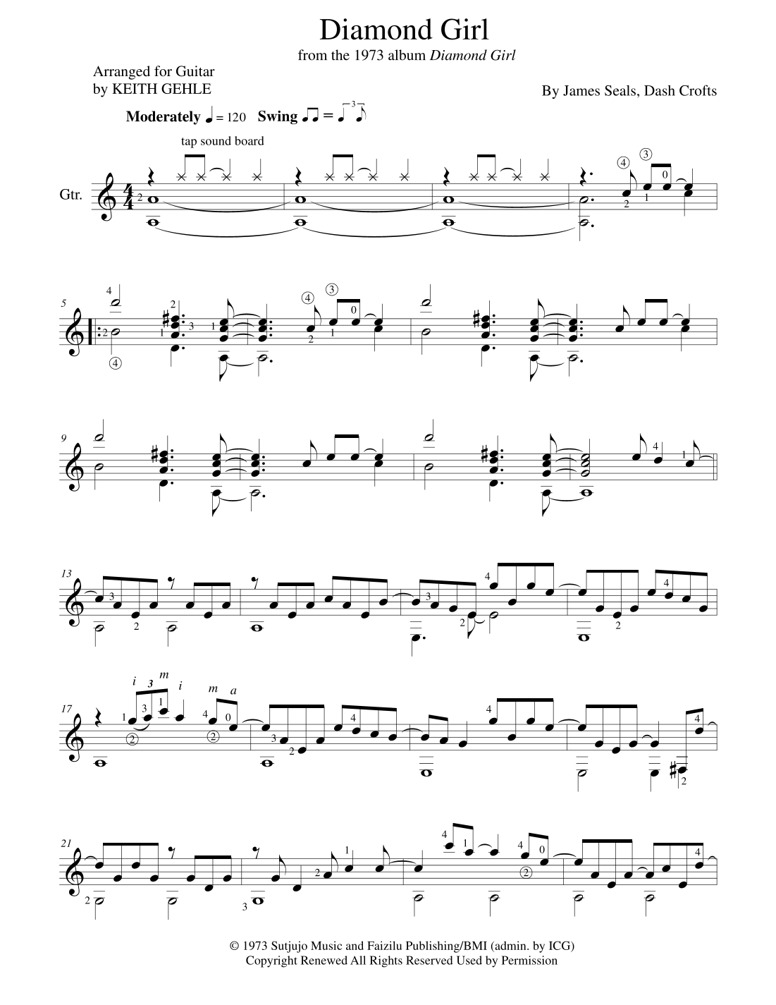 Diamond Girl (arr. Keith W. Gehle) by Seals & Crofts Sheet Music for ...