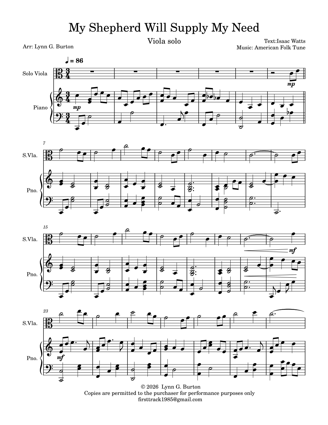 My Shepherd Will Supply My Need (arr. Lynn G. Burton) by Isaac Watts ...