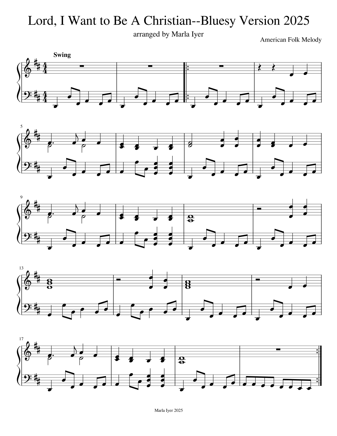 Lord I Want to Be a Christian (arr. Marla Iyer) by African American ...