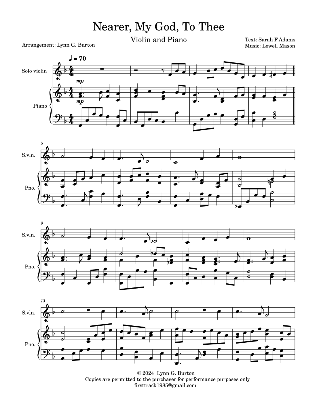 Nearer, My God, To Thee (arr. Lynn G. Burton) by Sarah F. Adams, Lowell ...