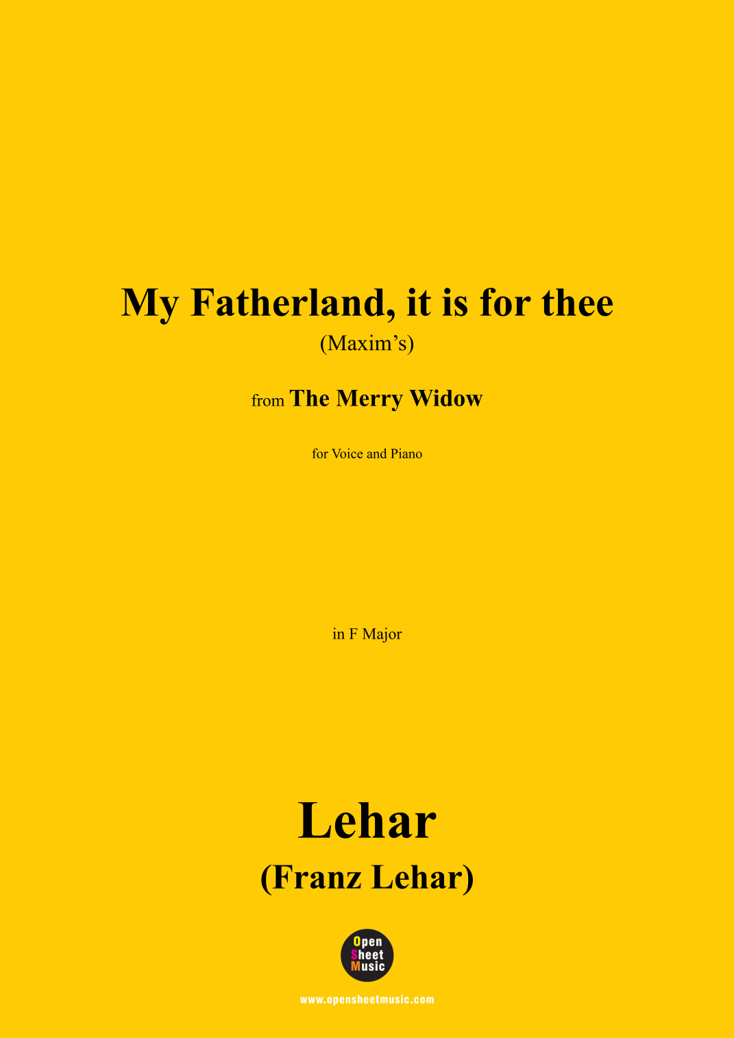 Lehár-My Fatherland,it is for thee (Maxim's),in F Major (arr. OSM Press ...