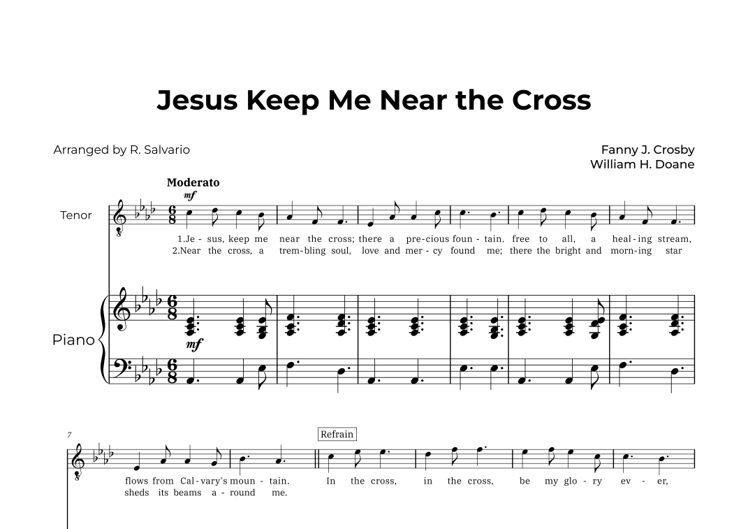 Jesus Keep Me Near the Cross - Tenor Solo (Key of A-Flat Major) (arr. R ...
