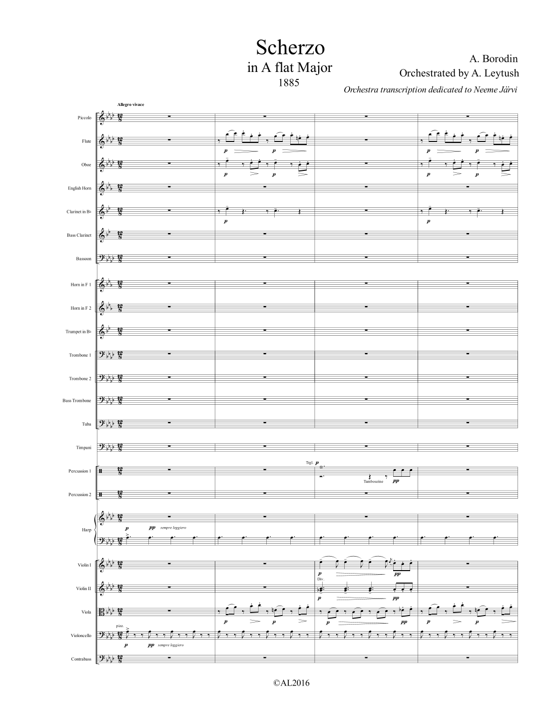A. Borodin - Scherzo in A flat Major, 1885, Orchestrated by A. Leytush ...