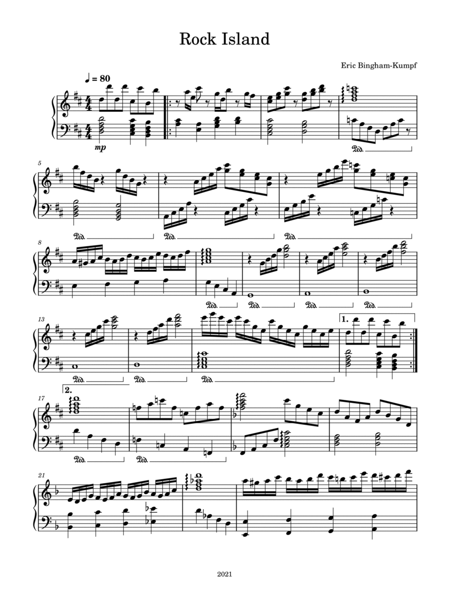 Rock Island by Eric Bingham-Kumpf Sheet Music for Piano Solo at Sheet ...
