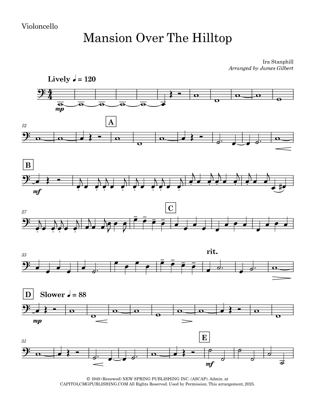 Mansion Over The Hilltop (arr. James Gilbert by Ira F. Stanphill Sheet ...