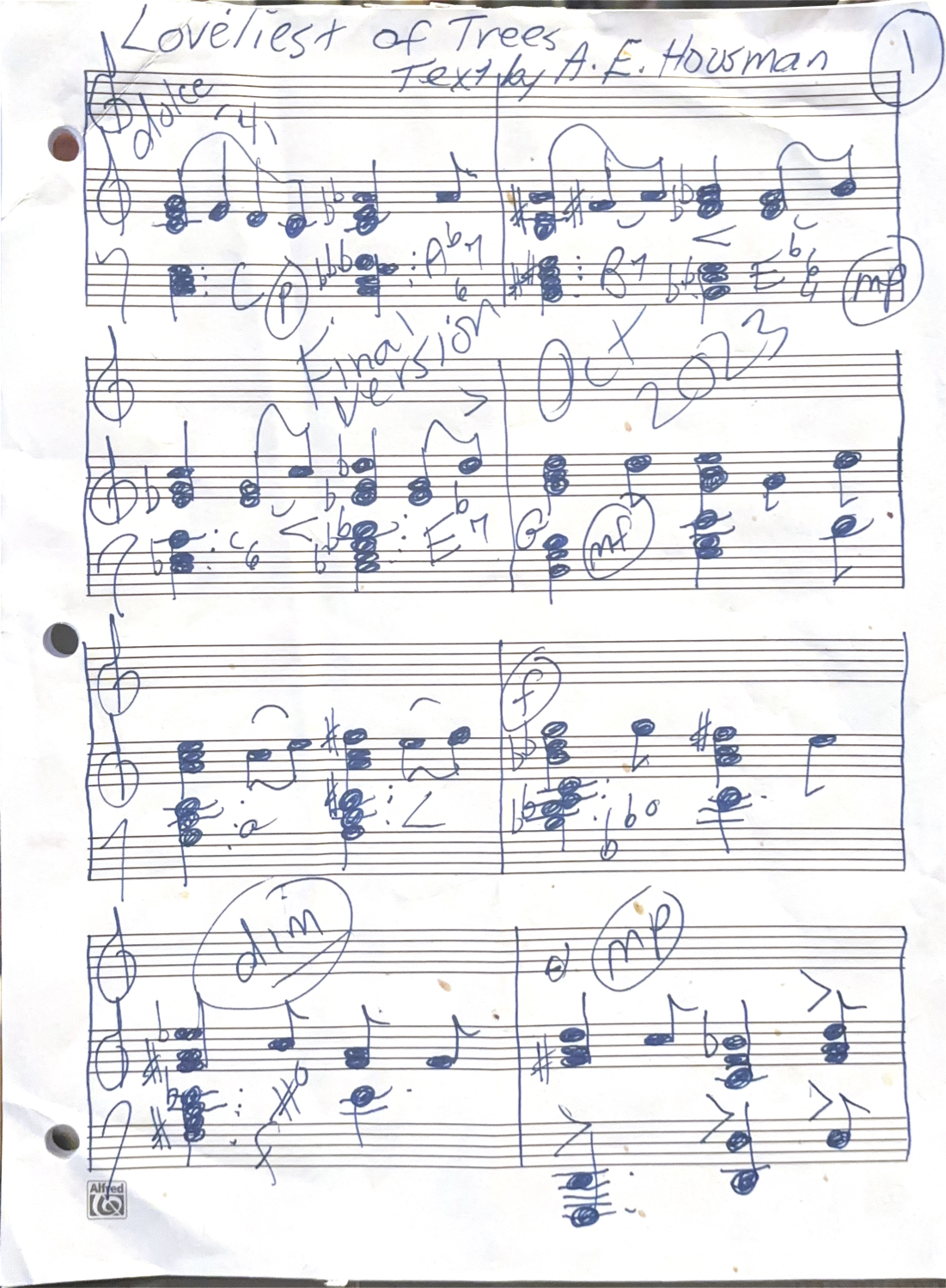 Loveliest Of Trees by Text by A E Housman Sheet Music for Piano & Vocal ...