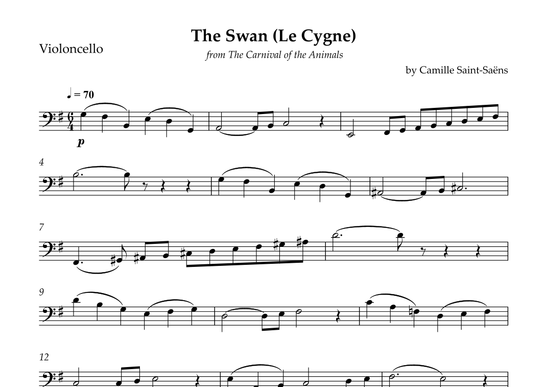 The Swan (Le Cygne) – from The Carnival of the Animals (arr. Wesley S ...