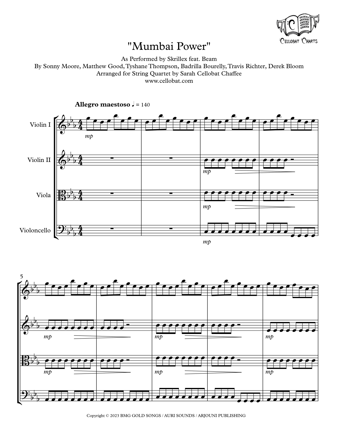 Mumbai Power (Feat. Beam) (arr. Sarah Cellobat Chaffee) by Skrillex ...