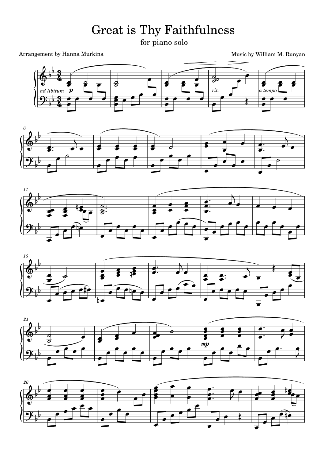 Great is Thy Faithfulness (arr. Hanna Murkina) by William M. Runyan ...