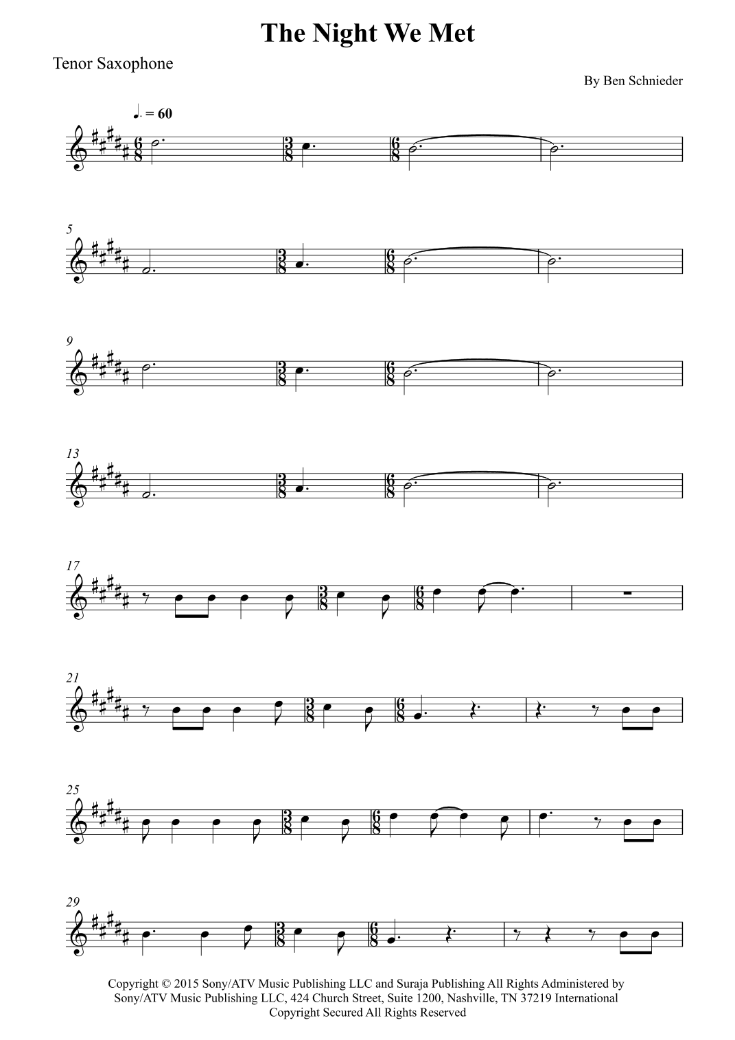 The Night We Met (arr. Wesley S. SIlva) by Lord Huron Sheet Music for ...