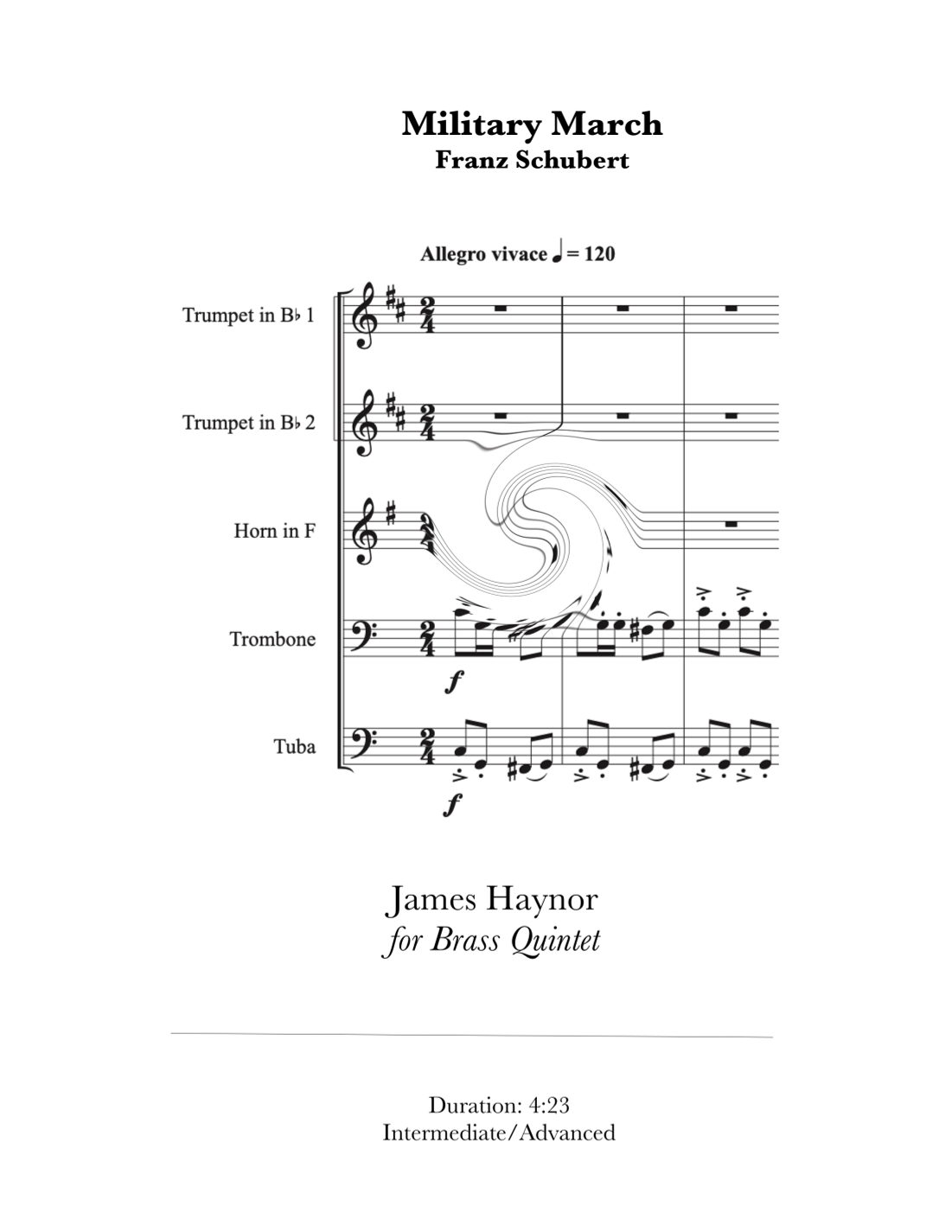 Military March for Brass Quintet (arr. James Haynor) by Franz Schubert ...